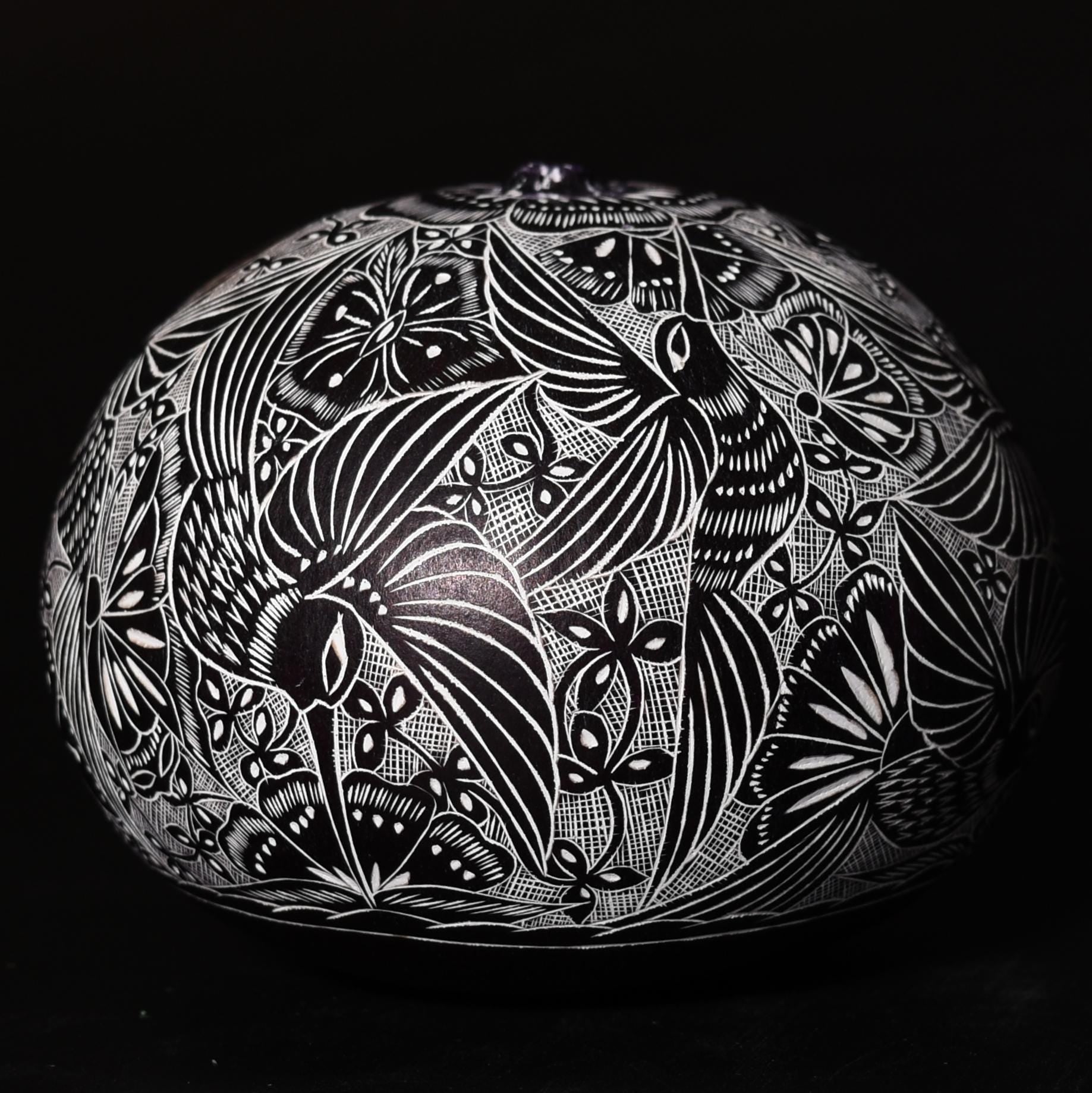 Carved Gourd Hummingbirds Flowers hand carved Peru – Shaman Things